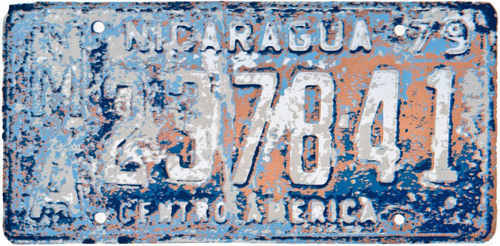 Posterizing a license plate (a fundraiser for Nicaragua Family Support ...